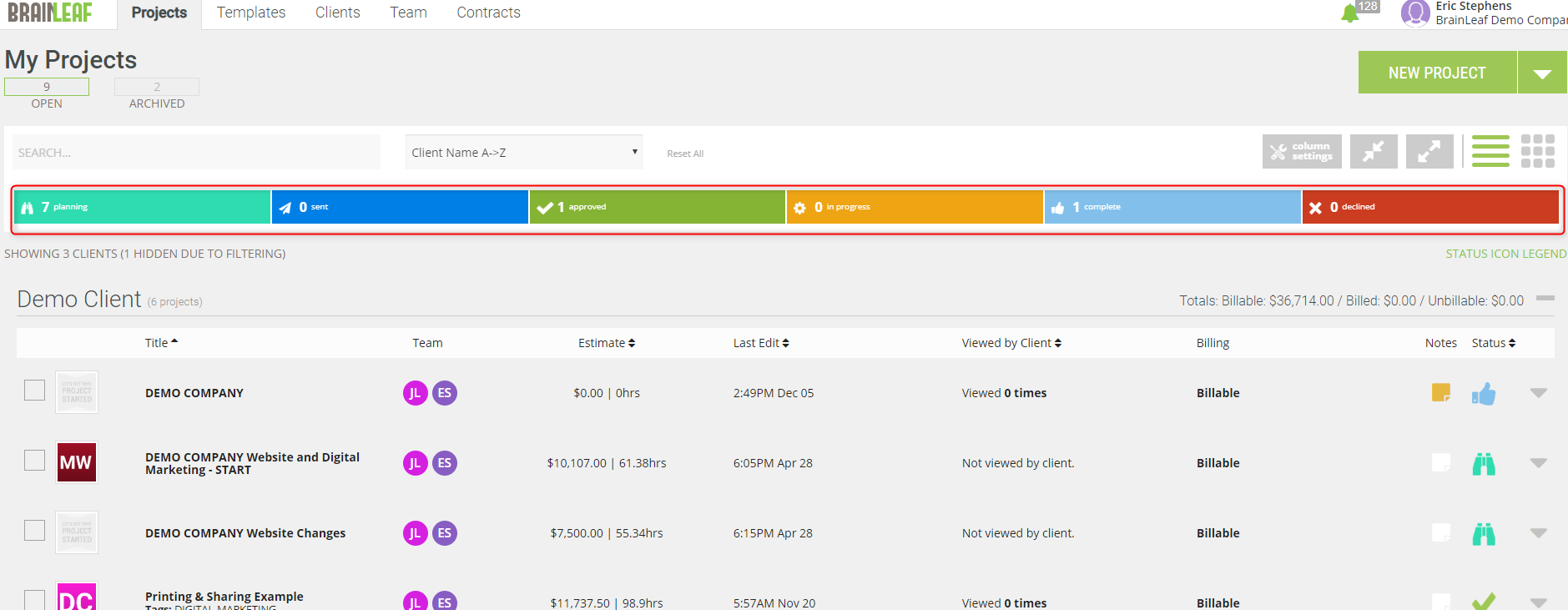 Filter Projects By Status - BrainLeaf Knowledge BaseBrainLeaf Knowledge Base