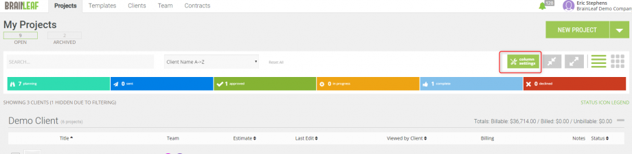 Adjusting Columns Settings on the Dashboard - BrainLeaf Knowledge BaseBrainLeaf Knowledge Base