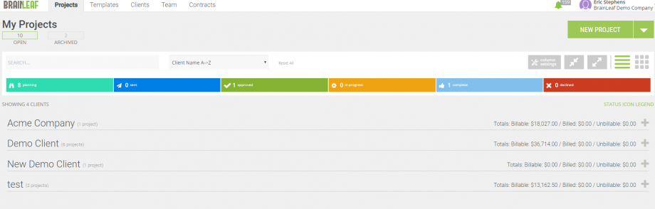 How to Use the Client and Projects Dashboard - BrainLeaf Knowledge BaseBrainLeaf Knowledge Base